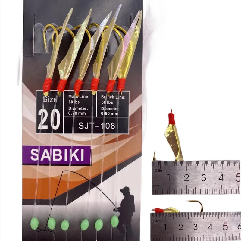 5 Pack White Hage Skin Sabiki Rig With Real Fish Skin String React ...