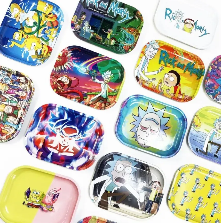 ZZ Cartoon Metal Rolling Trays Kit Tobacco Herb Roll Tray With Brass ...