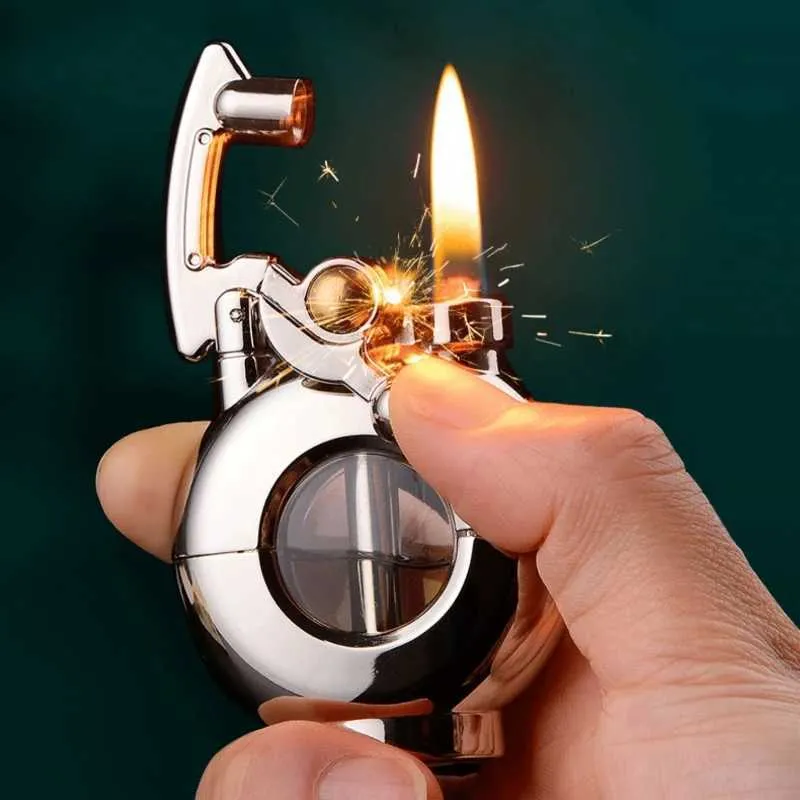 Retro Kerosene Lighter - Transparent Fuel Tank, Windproof Design ...
