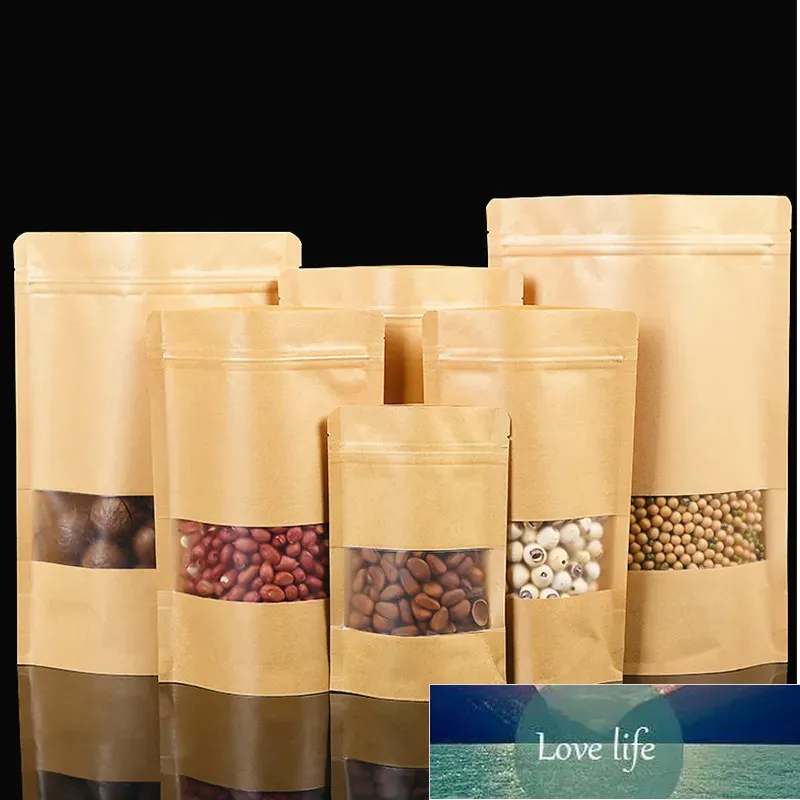 DHgate.com:Stand Up Frosted Window Kraft Paper Bags with Zip Lock, 100 ...