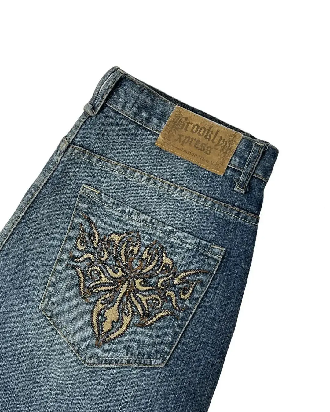 Women s Jeans High Waist Wide Leg Denim with Embroidered Pockets for ...