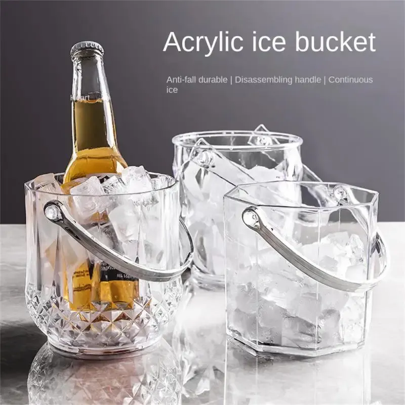 Transparent Diamond Ice Bucket, 2L Acrylic Double Wall Wine Cooler For ...