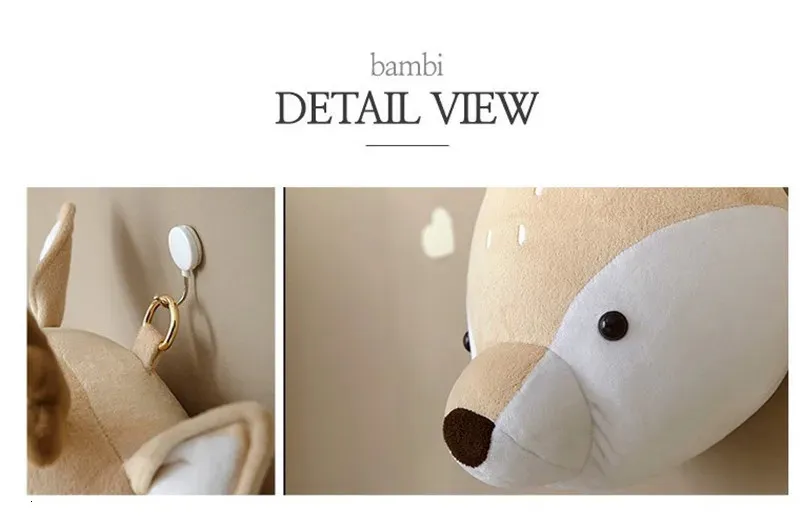 DHgate.com:Adorable Plush Animal Head Wall Decor - Soft Stuffed Toys ...
