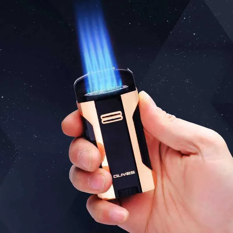 Windproof 4 Jet Torch Lighter - Metal Inflatable Butane Lighter for BBQ ...