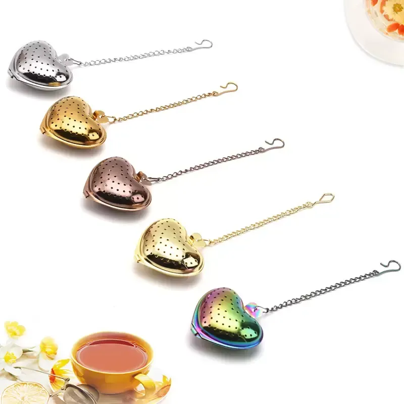 Heart Shaped Stainless Steel Tea Infuser Set Creative Home Tea Strainer ...