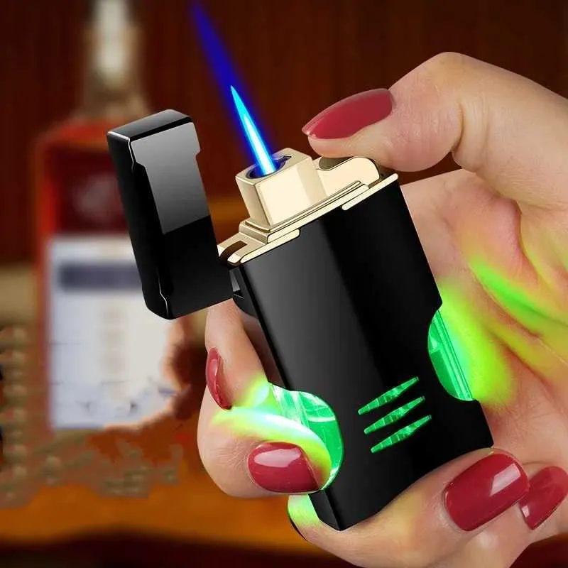 DHgate.com:Metal Windproof No Gas Lighter Transparent Window Jet Flame ...