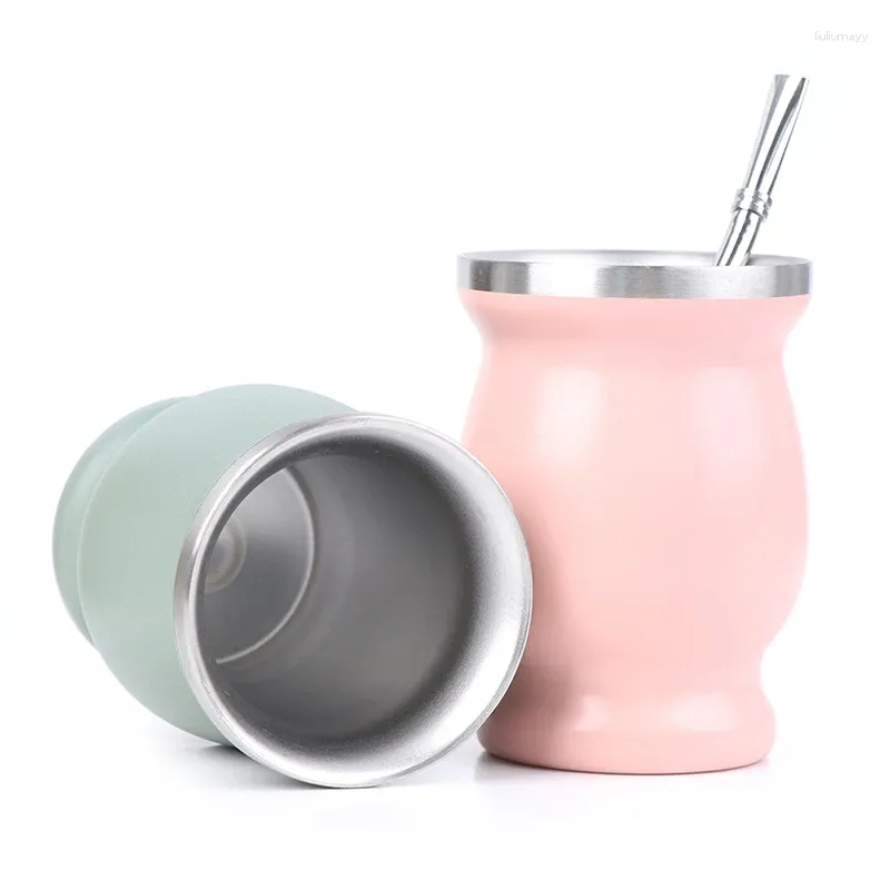 Yerba Mate Cup Set - Stainless Steel 8oz Argentine Gourd, Bombilla ...
