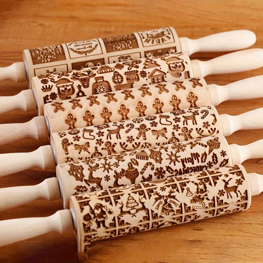 DHgate.com:Wooden Christmas Embossed Rolling Pin, 13.7 Inch Santa Claus ...