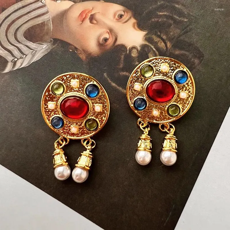 Dangle Earrings Vintage Copper Alloy Round Sterling Silver 2024 Fashion Jewelry