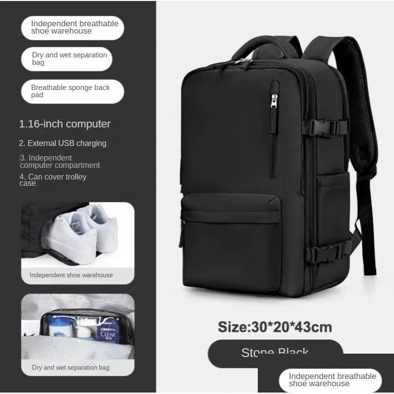 DHgate.com:Waterproof Laptop Backpack Travel Bag with USB Charging Port ...
