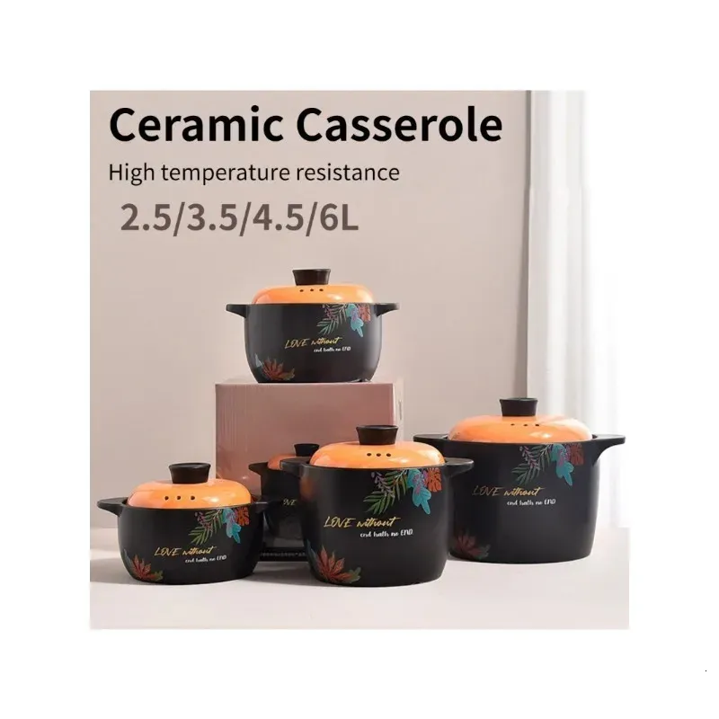 Ceramic Dutch Oven Casserole Pot - Stockpot with Orange Lid for ...