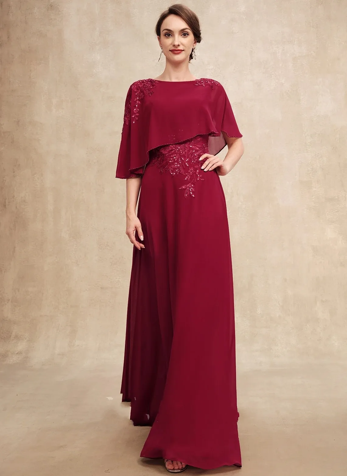 Vintage Burgundy Mother Of The Bride Dress: A Line Scoop Floor Length ...