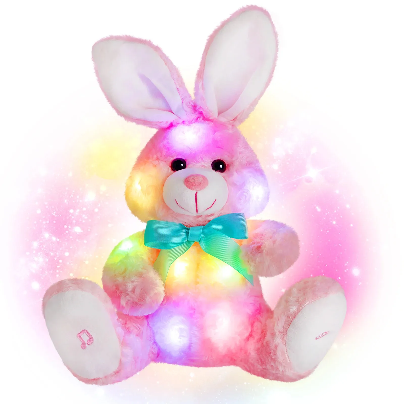 LED Musical Bunny Plush Toy - 40cm Pink Light Up Rabbit Doll, Soft ...