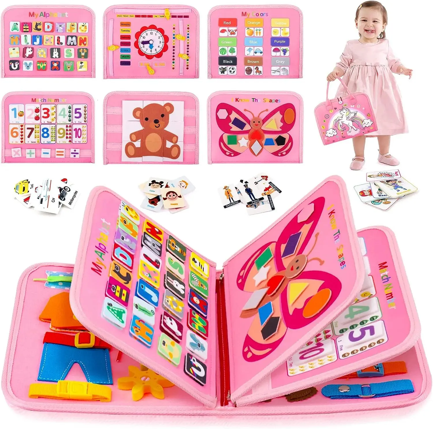 Montessori Kitchen Toys Activity Board: Portable Learning With Buckles ...