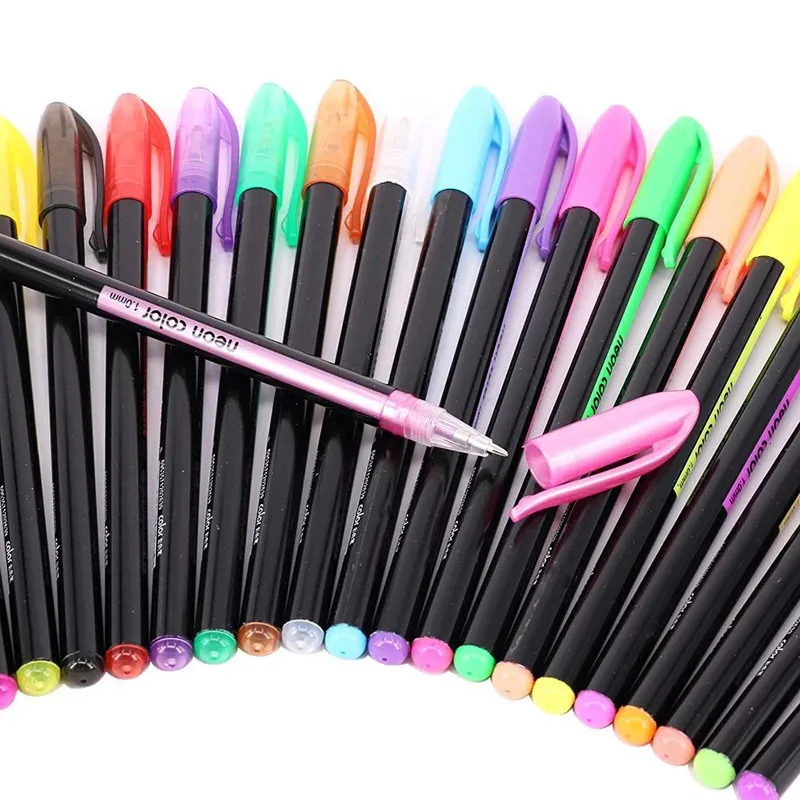 Gel Pens 48pcs Colors Glitter Sketch Drawing Color Pen Markers Gel Pens Set Refill Rollerball Pastel Neon Marker Office School Stationery 231208