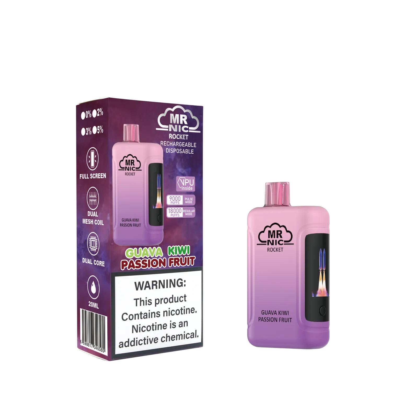 MR NIC ROCKET 18000 Puffs Disposable Vape Pens 20ml With Single Coil ...