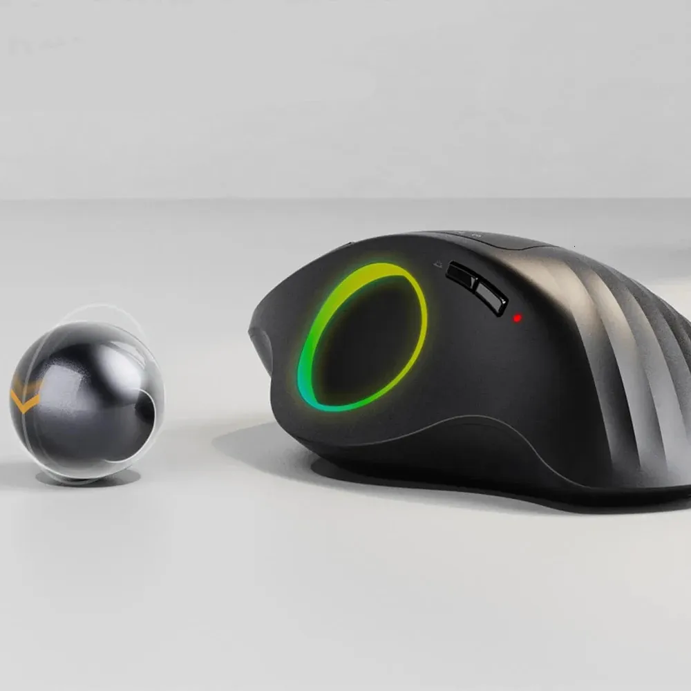 Ergonomic Wireless Trackball Mouse Rechargeable RGB Rollerball Computer ...