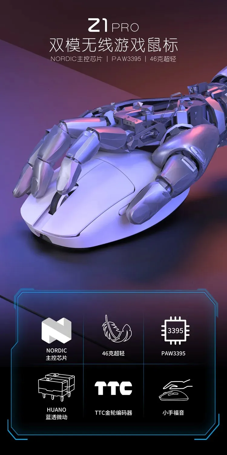 Pink Gaming Mice, Wireless Gaming Mouse With Rechargeable Battery, 4K ...