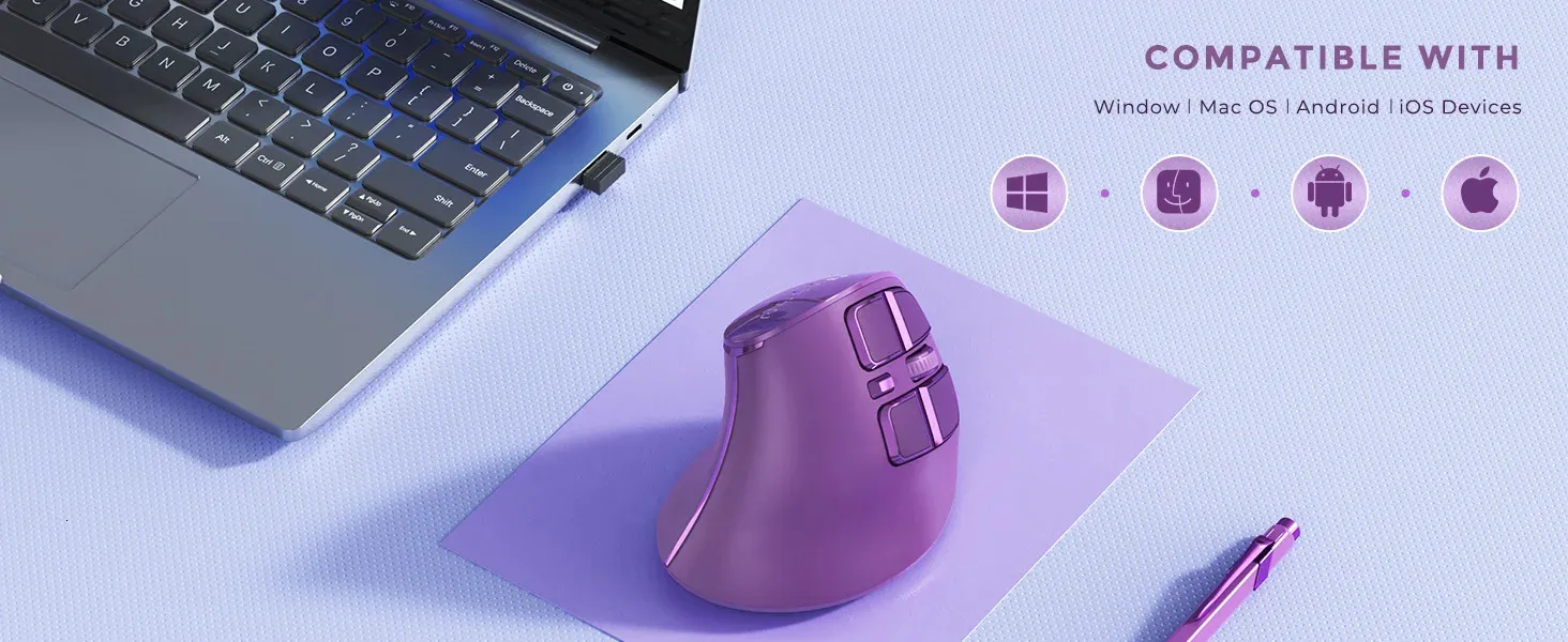 Mice SEENDA Ergonomic Mouse Rechargeable Bluetooth 5.0 3.0 2.4g USB ...