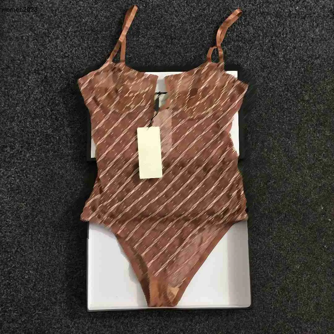 Designer Womens Lingerie Set Letter Mesh Triangular Bodysuit Underwear ...
