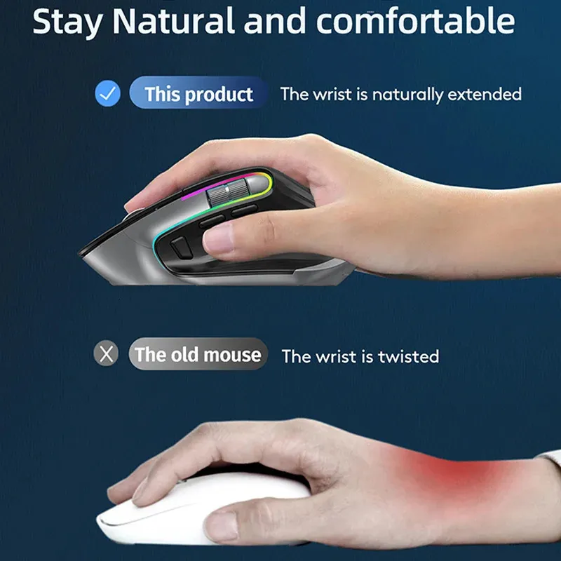 Mouse Jomaa Bluetooth 2.4G Wired Wireless Rechargeable RGB Programming ...