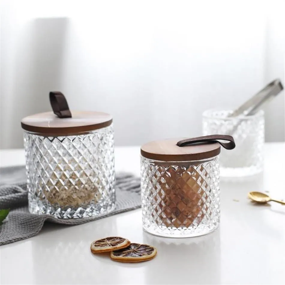 Nordic Crystal Glass Jar with Wooden Lid - Airtight Food Storage ...