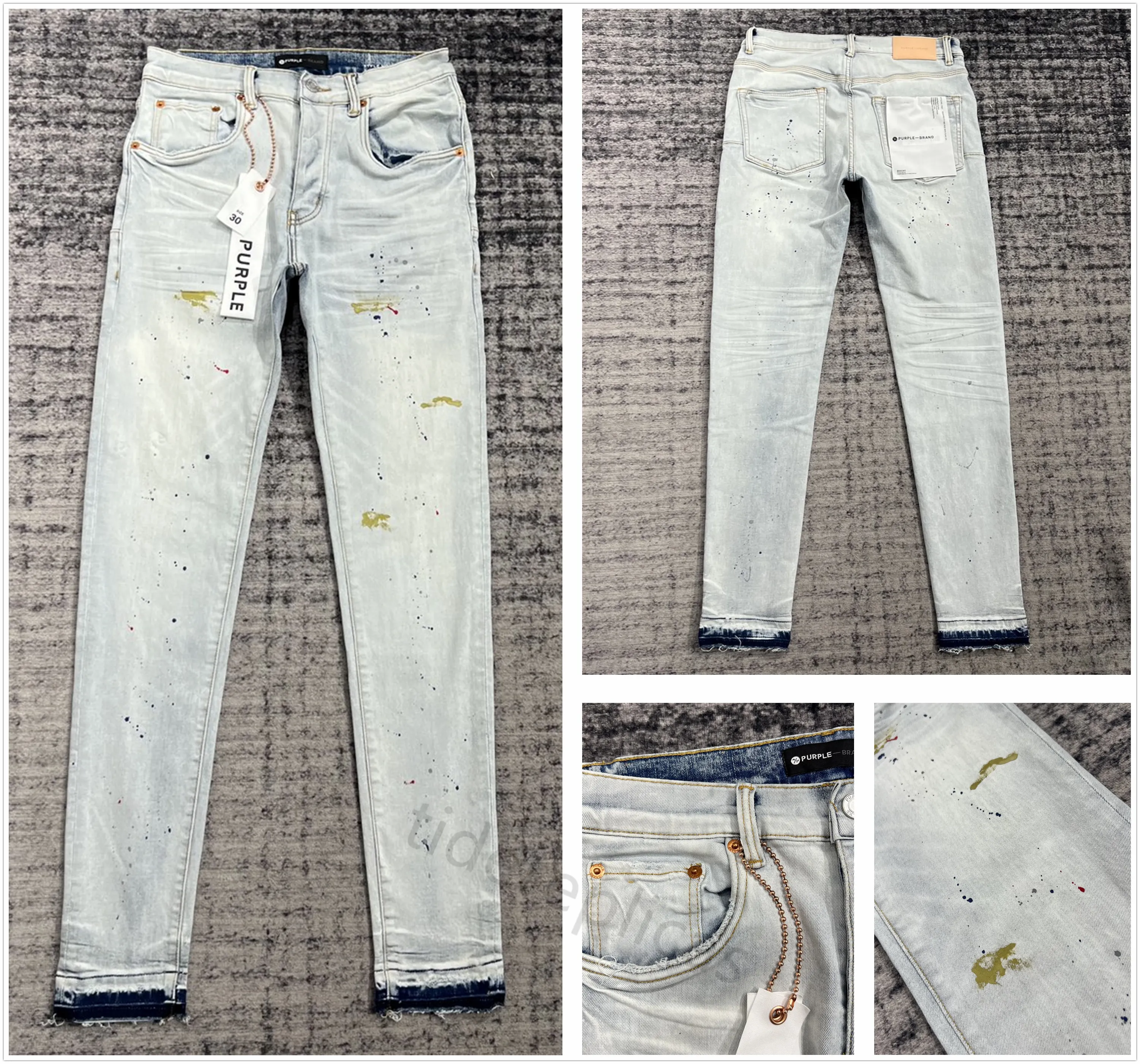 High Street Fashion Mens Purple Hiking Topshop Jamie Jeans With Ripped ...