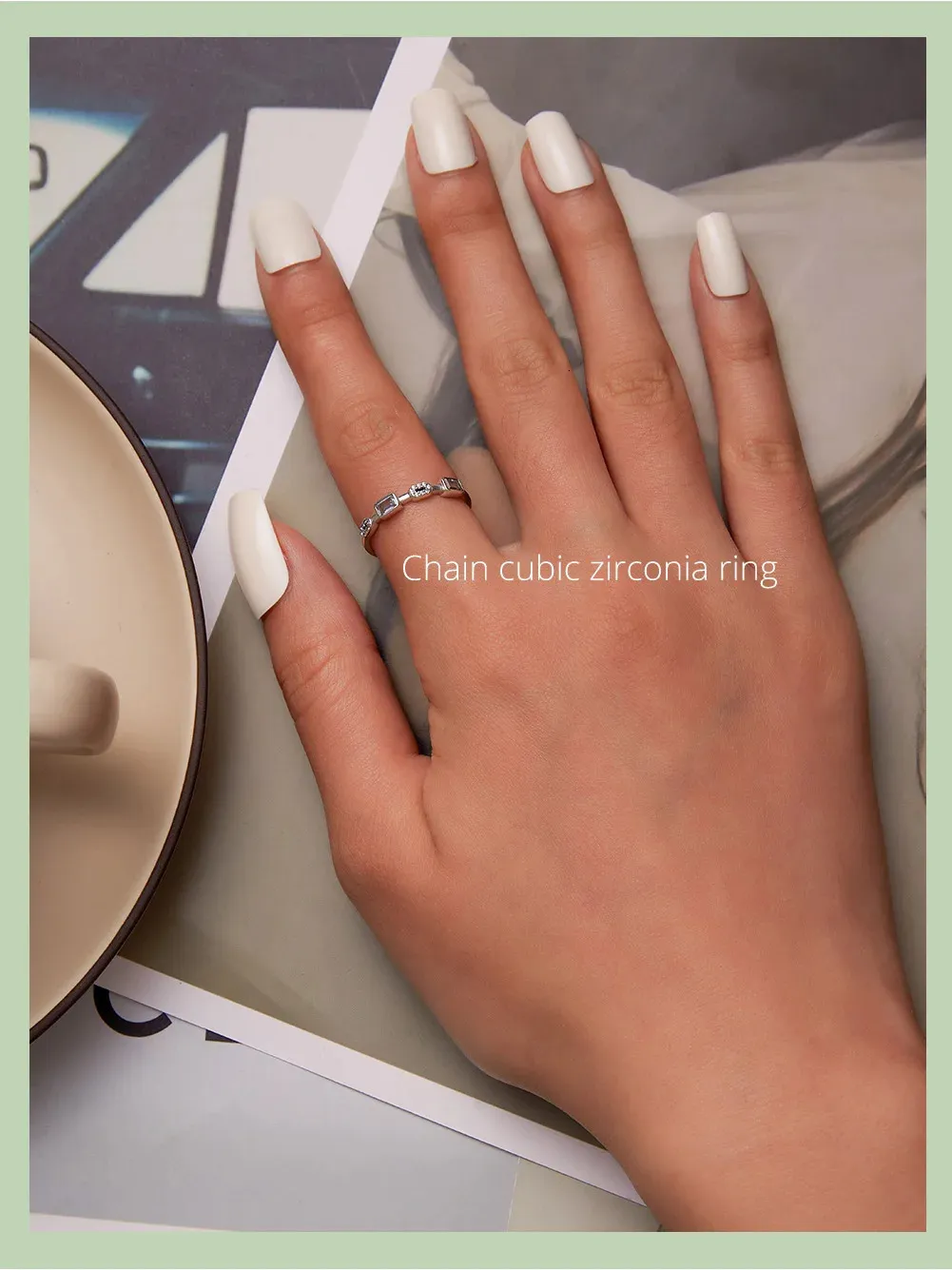 Wedding Rings: 925 Sterling Silver Elegant Chic Chain Band for Women ...