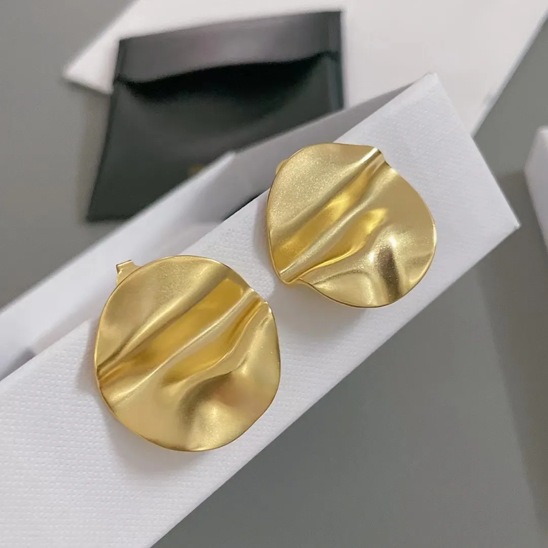 Vintage Style Concave Gold Plate Earrings High Quality With Elegant ...