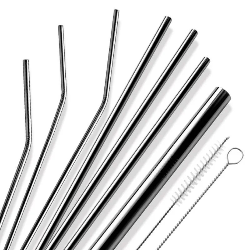 DHgate.com:304 Stainless Steel Straws Set, Reusable Metal Straws for ...