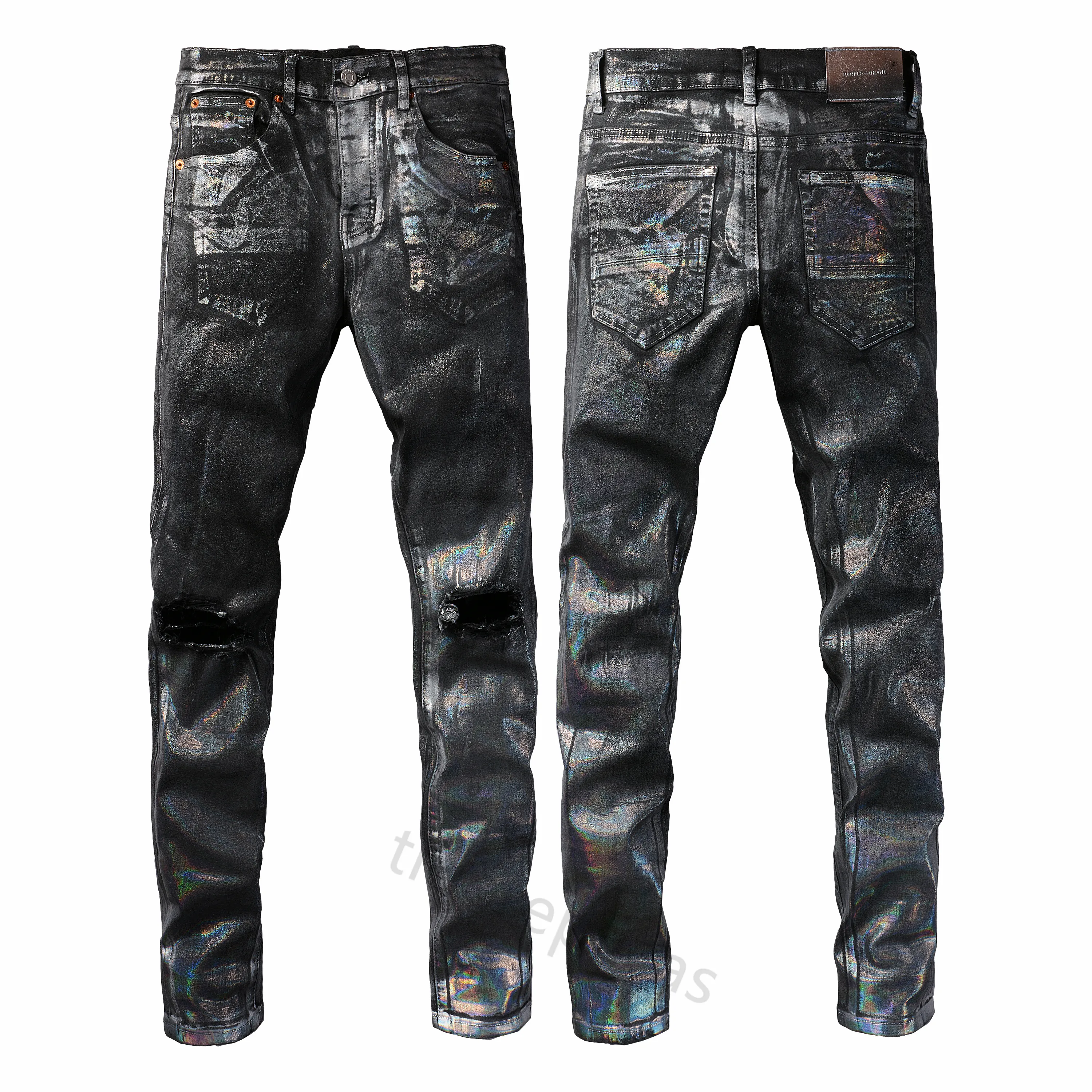 High Street Fashion Mens Purple Hiking Topshop Jamie Jeans With Ripped ...