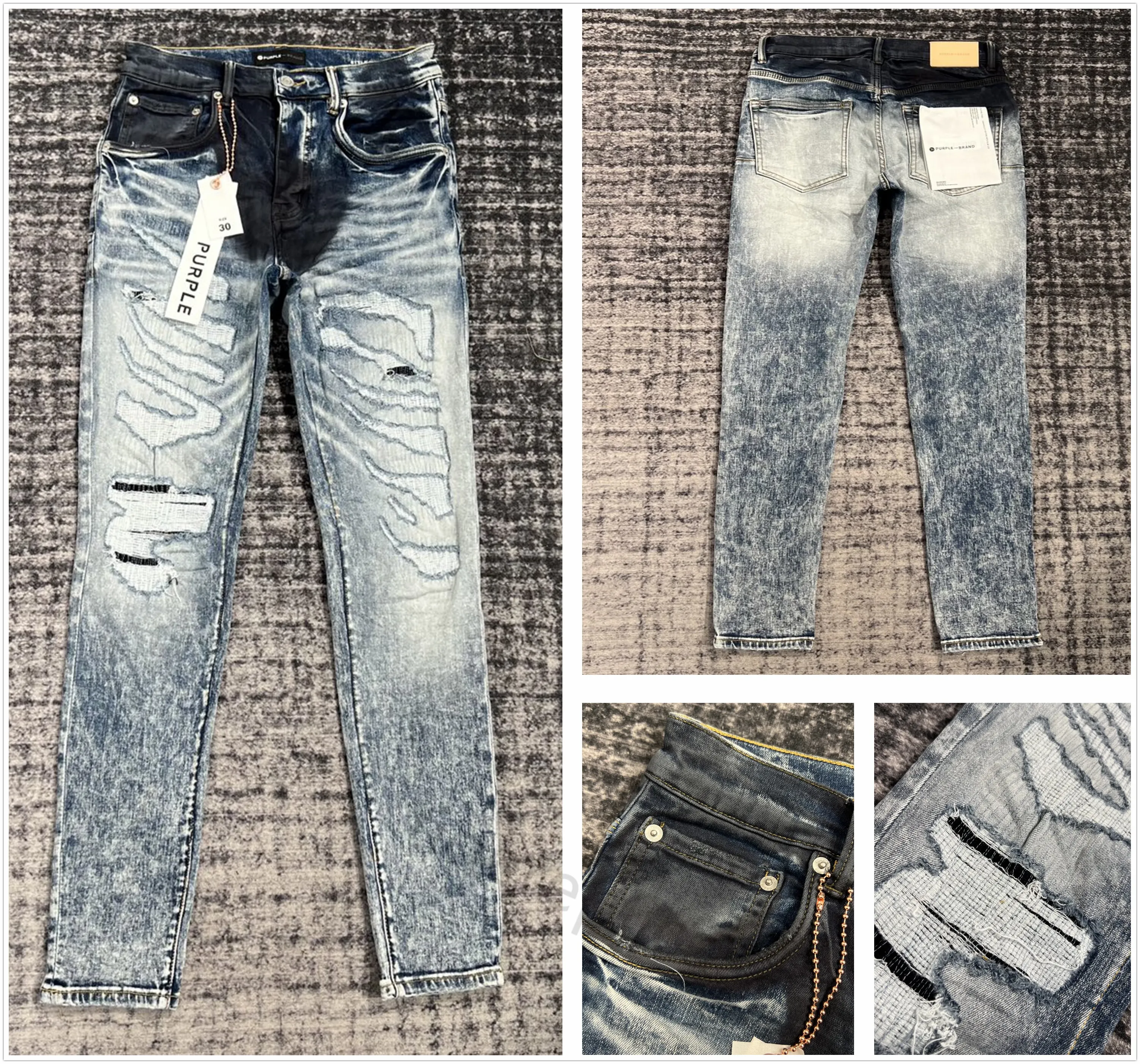 High Street Fashion Mens Purple Hiking Topshop Jamie Jeans With Ripped ...