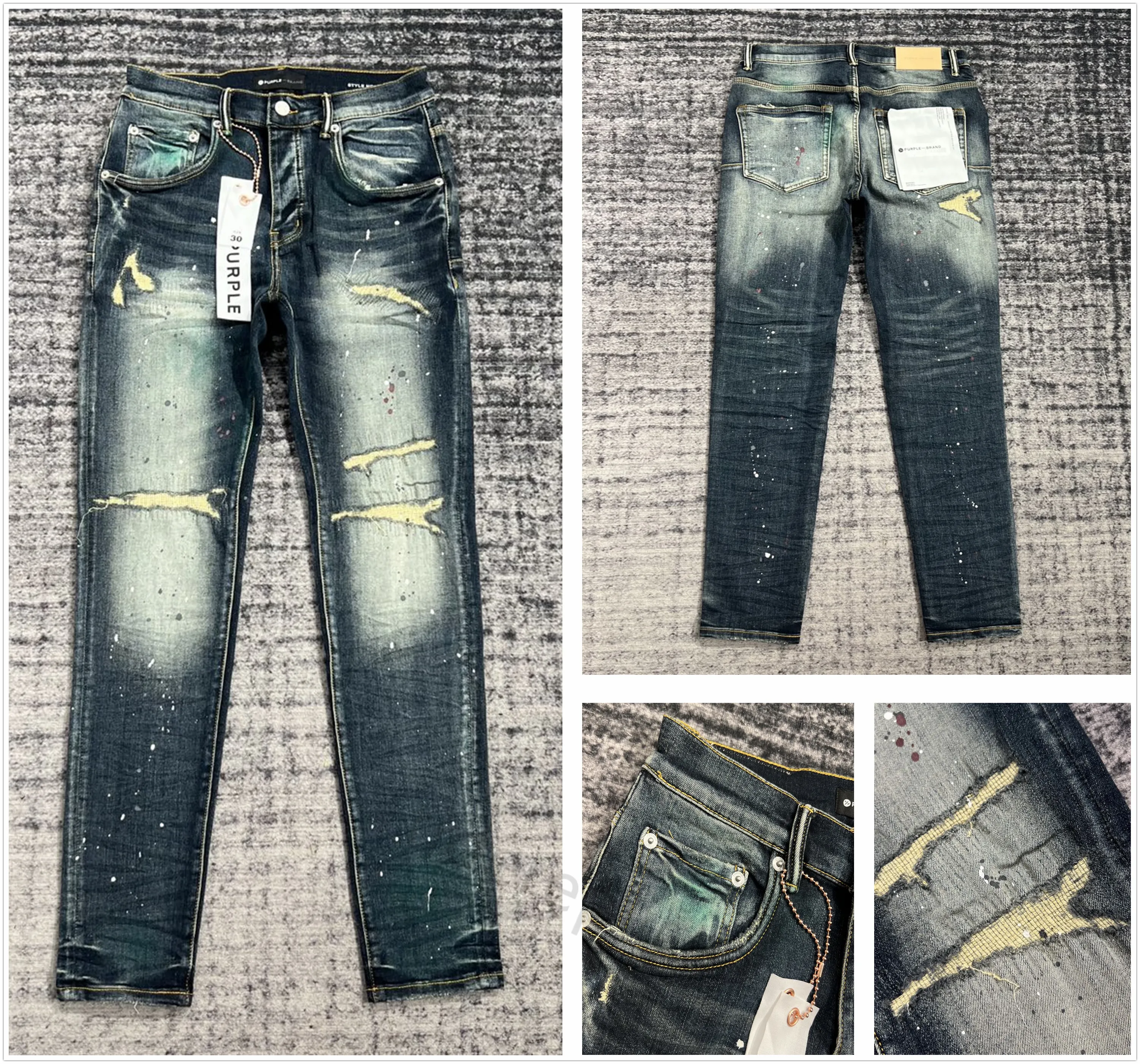 High Street Fashion Mens Purple Hiking Topshop Jamie Jeans With Ripped ...