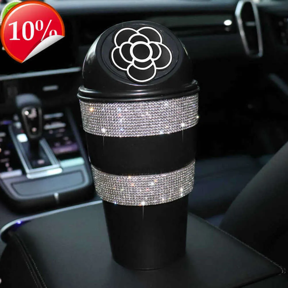 Rhinestone Auto Trash Can: Cute Diamond Crystal Garbage Storage Bin For ...