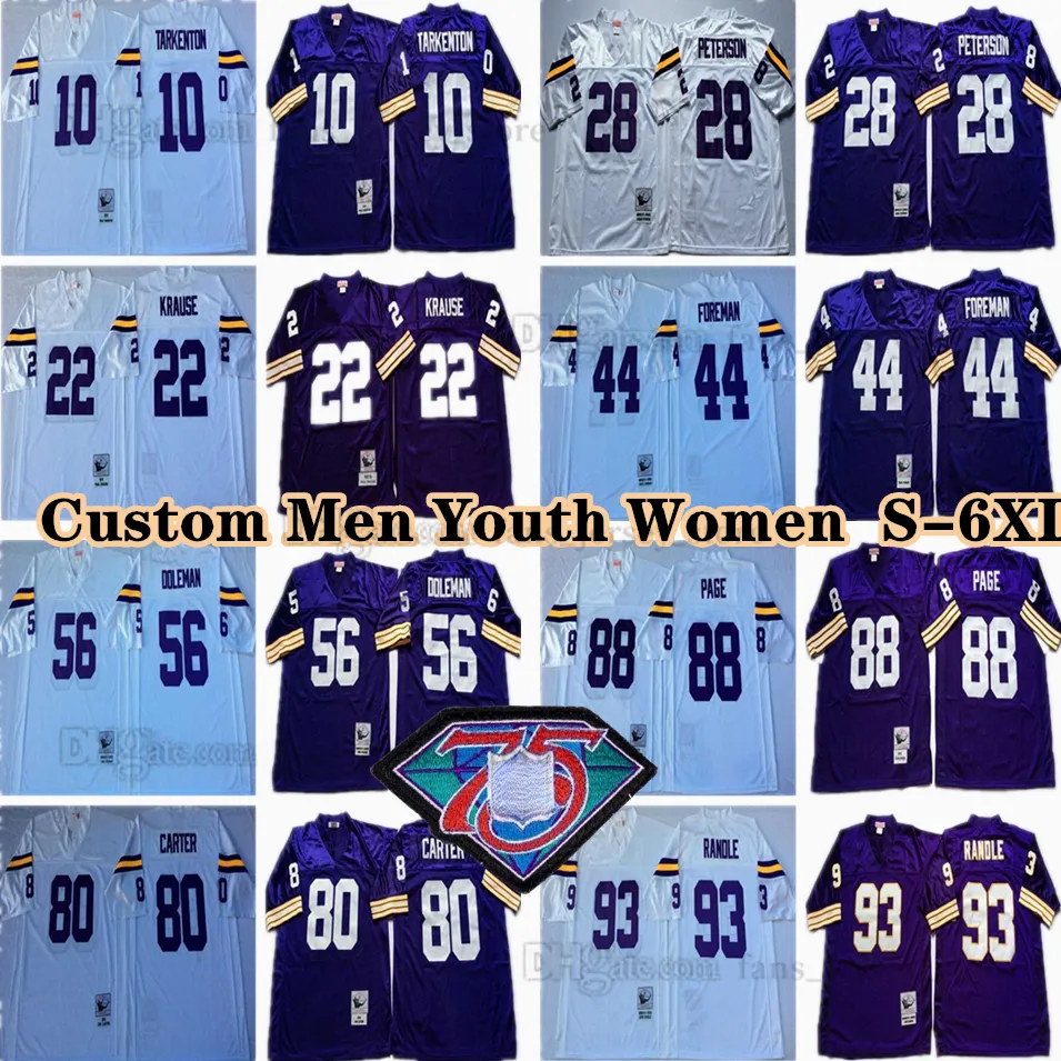 Custom 75th Vintage 53 Mick Tingelhoff 1969 Football Jerseys 10 Fran Tarkenton 64 Randall ...