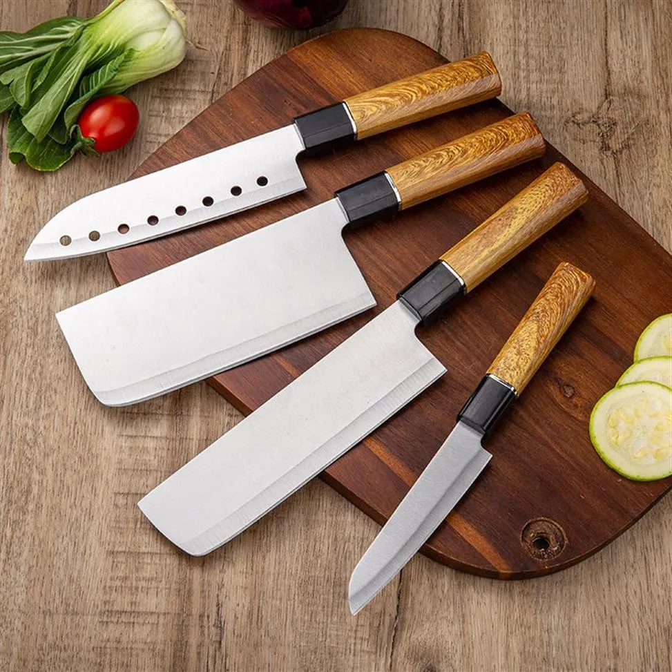 5-Piece Japanese Kitchen Knife Set - Sharp Chef Knives, Meat Cleaver ...