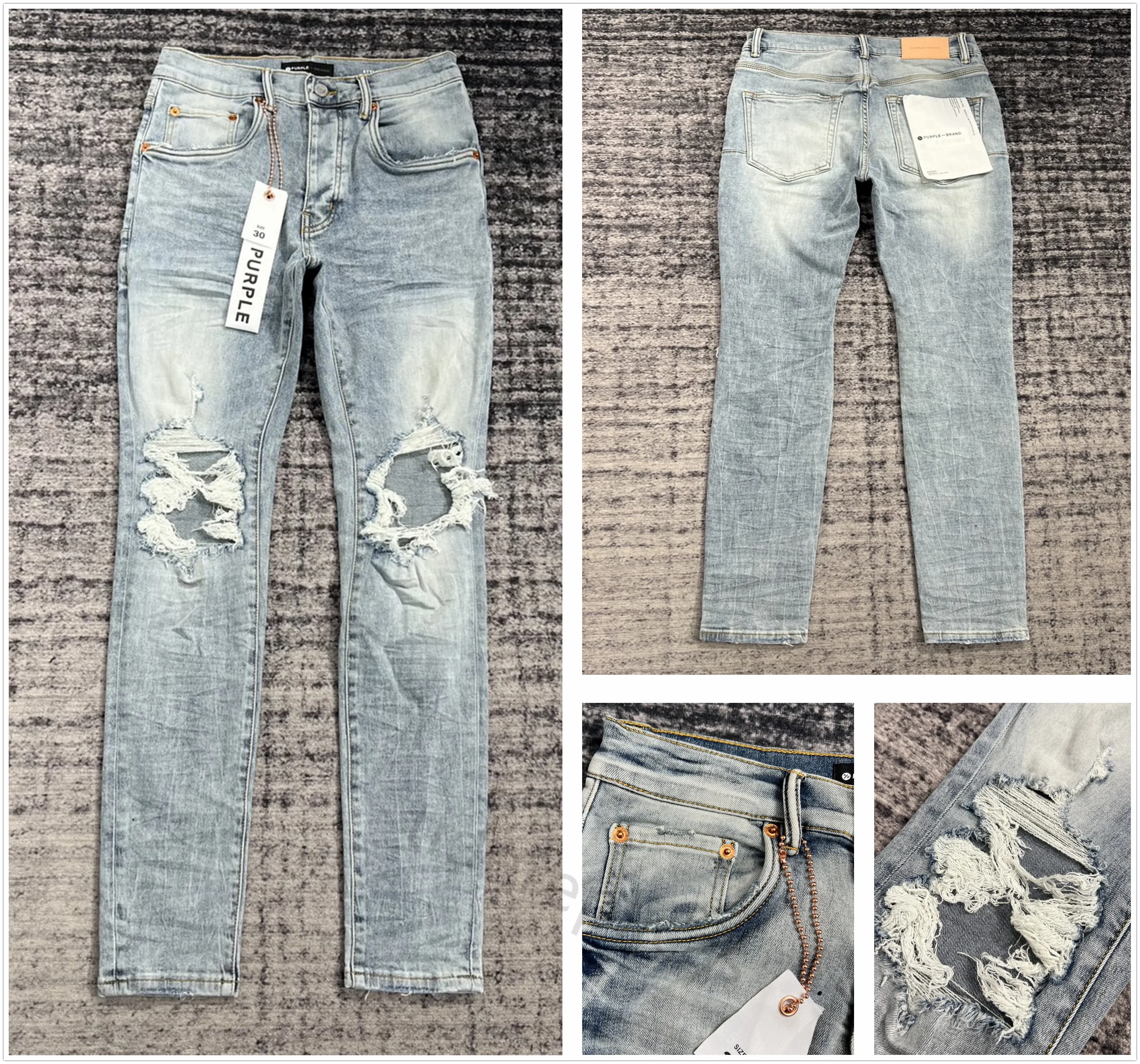 High Street Fashion Mens Purple Hiking Topshop Jamie Jeans With Ripped ...