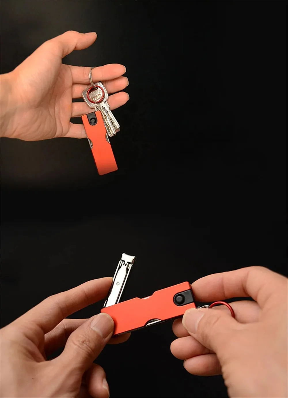 Folding Mini Keychain Knife with LED Light, Scissors, Tweezer, Nail ...