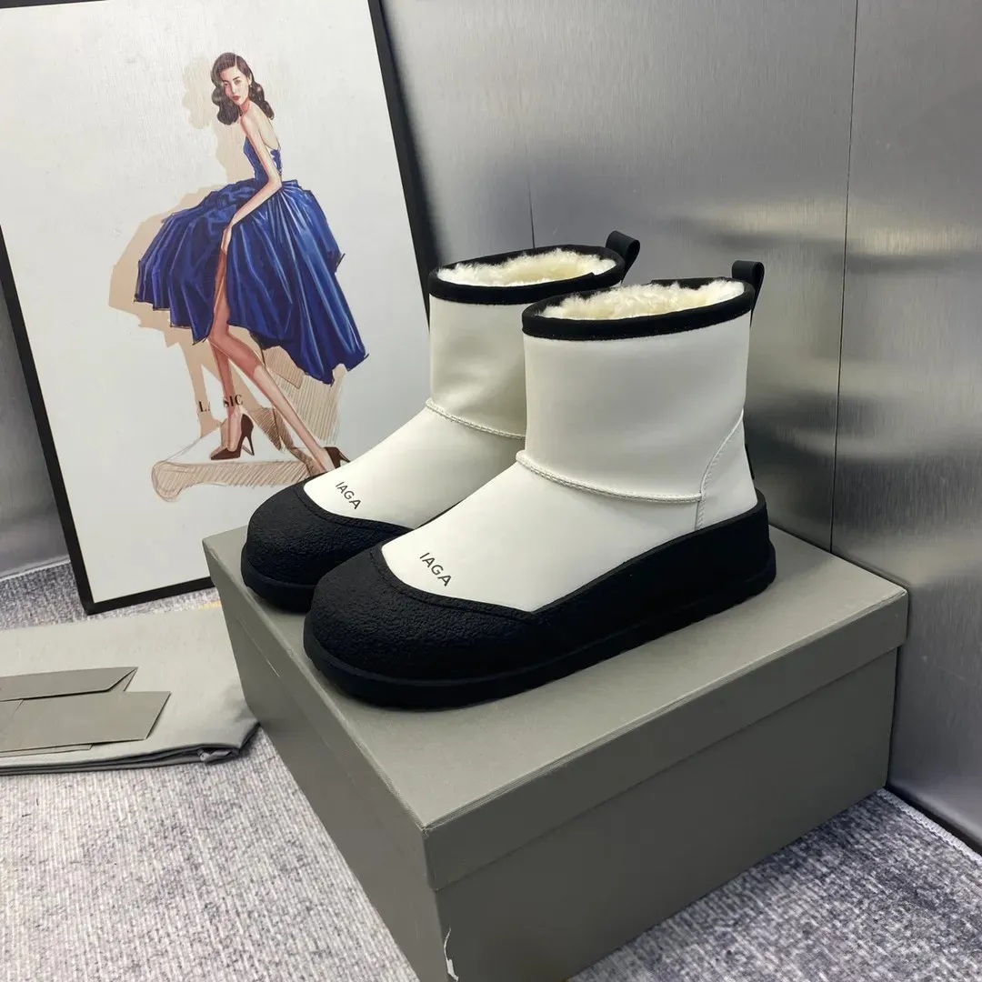 Designer High Fashionable Fur Booties Fluffy Round Head Snow Boots ...
