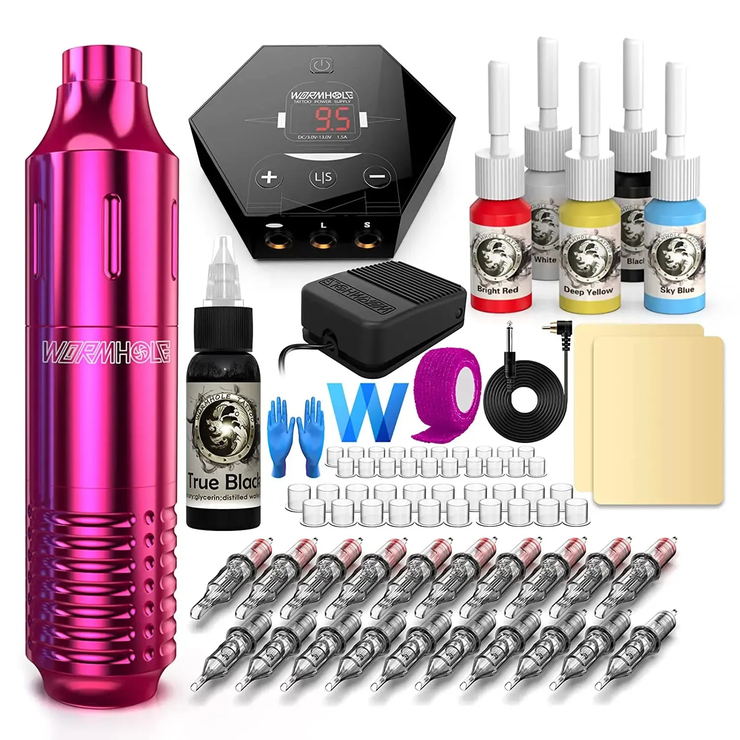 DHgate.com:Pink Rotary Tattoo Gun Kit with Power Supply, Cartridge ...