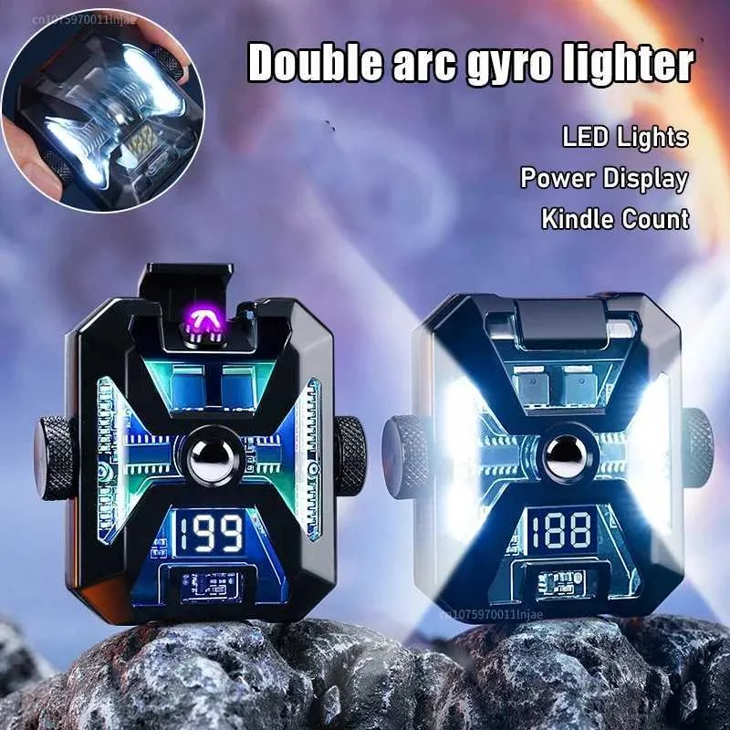 Rechargeable Windproof Double Arc Lighter Fidget Spinner - Mecha Design ...