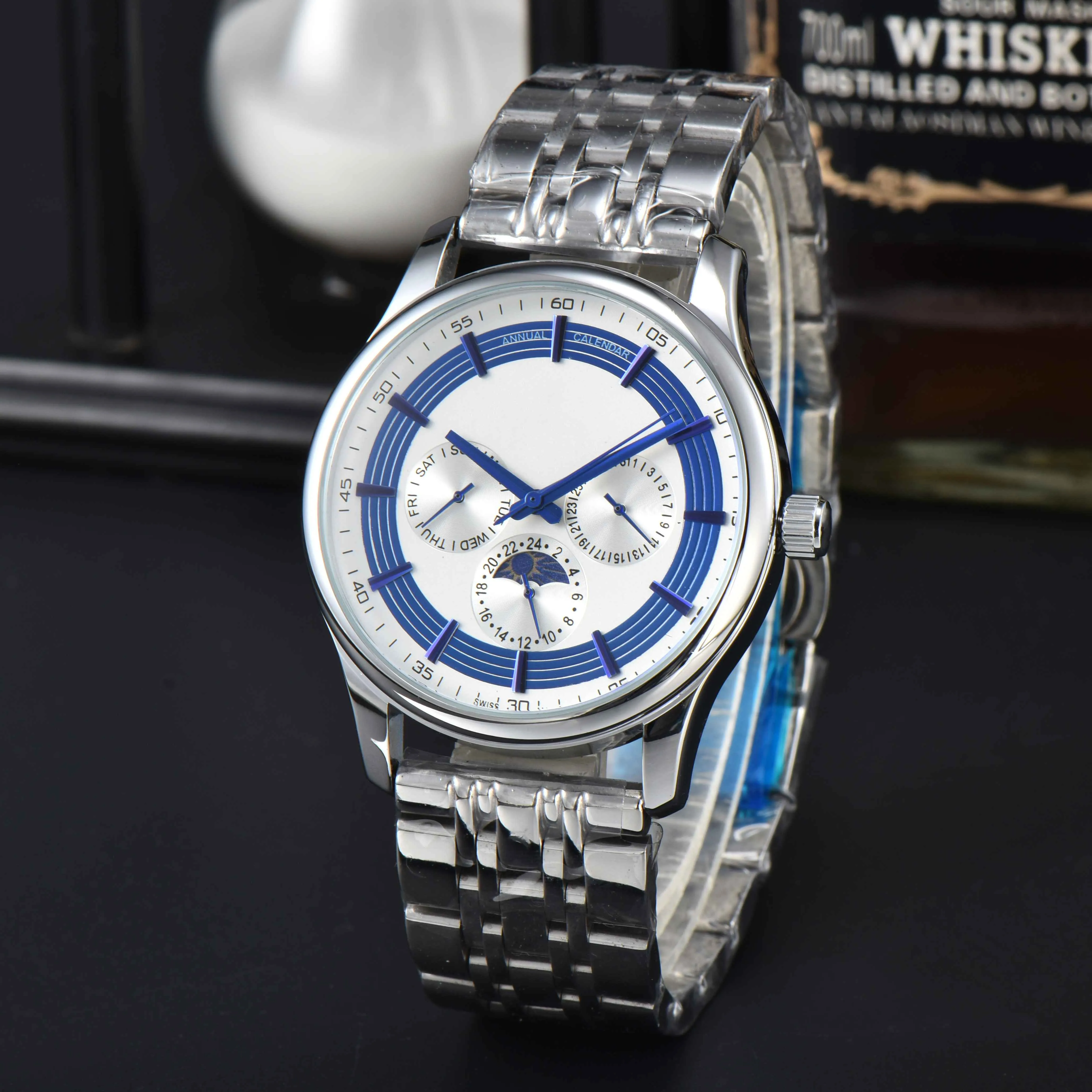 Qualité Montre De Sport De Luxe Masculin: Ceinture En Cuir En Acier ...