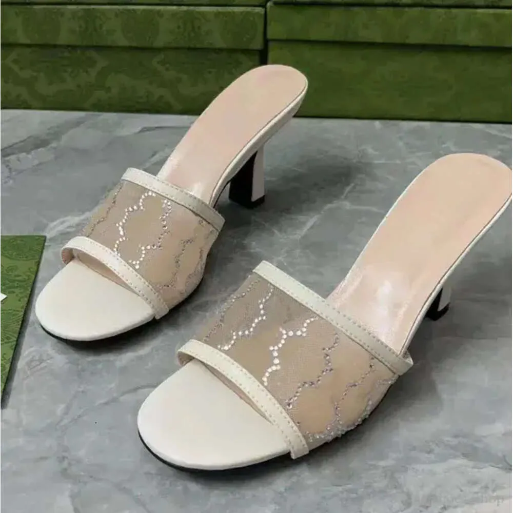 Crystal High Heel Sandals: Elegant Designer Slides With Mesh & Hollow ...