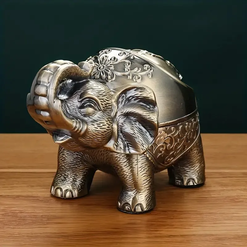Elephant Ceramic Ashtray with Lid, Unique Animal Figurine Decorative ...