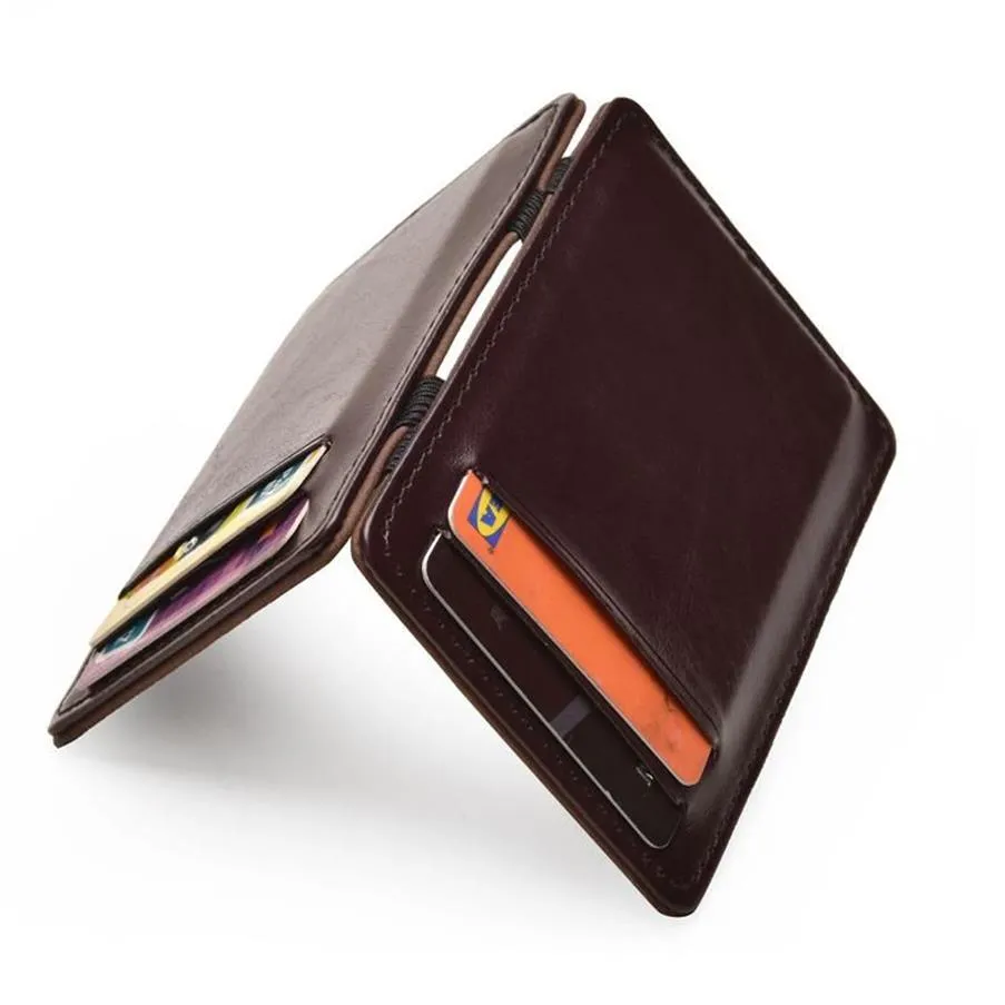 Slim Vertical Wallet for Men - Minimalist PU Leather Magic Wallet ...