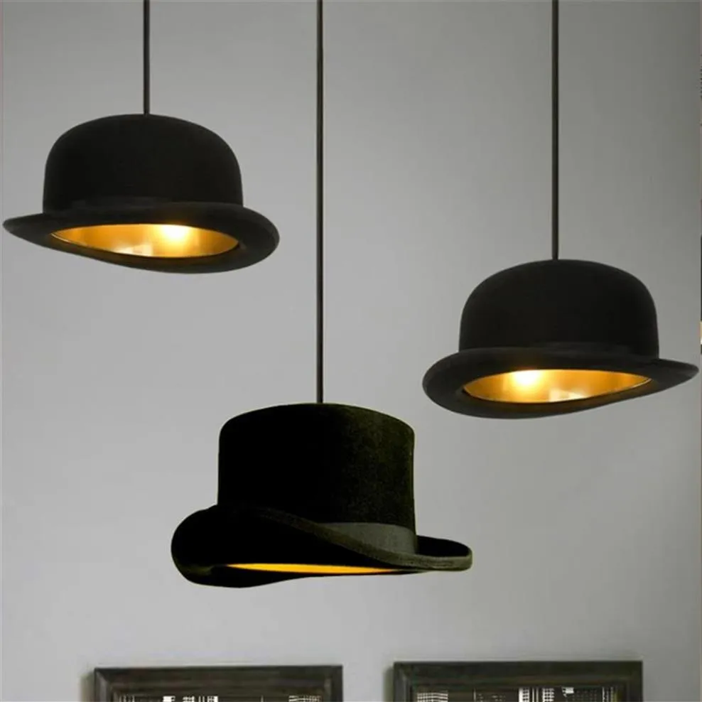 DHgate.com:Black Fabric Bowler Hat LED Pendant Light for Clothing Store ...