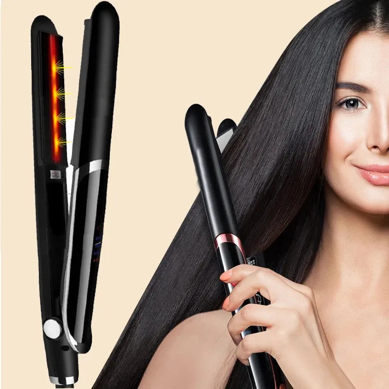2 In 1 Infrared Hair Straightener Fast And Curling Flat Iron With LCD ...