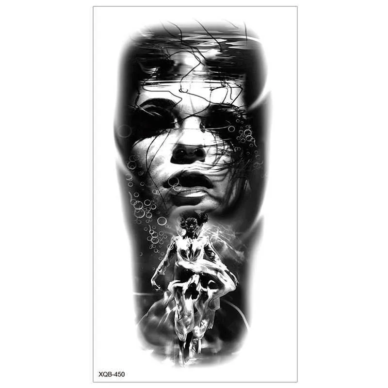 Tattoo Stickers: Half Arm Dark Realistic Waterproof Temporary Tattoo ...