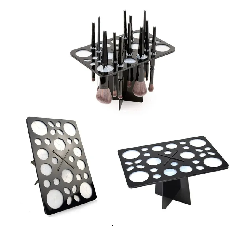 Collapsible Brush Drying Rack: 26/28 Slots Makeup Brush Organizer ...