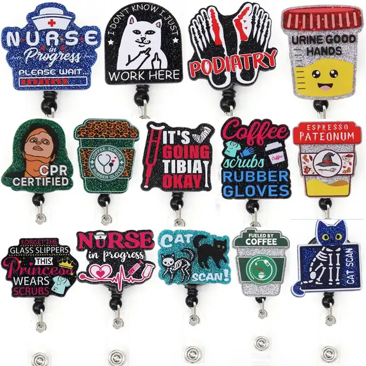 DHgate.com:Nurse Badge Reel Holder - Acrylic Glitter Scrub Life Badge ...